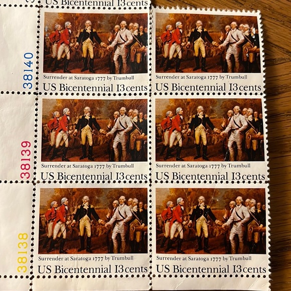 Other | 8 Vtg 1977 Stamps 13c Surrender At Saratoga Usa Large Vintage ...